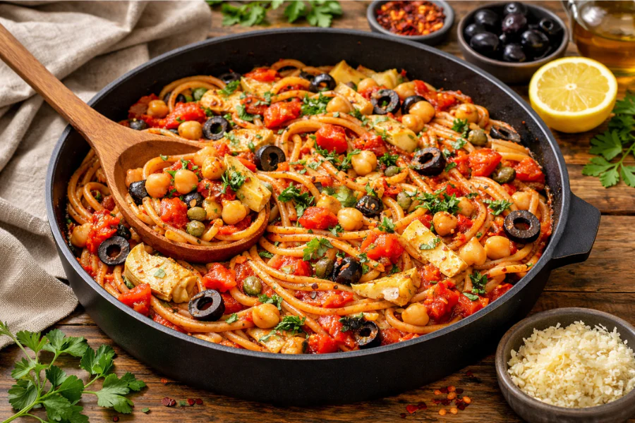 One Pan Puttanesca with Chickpeas and Artichokes - Beverly Medical Center